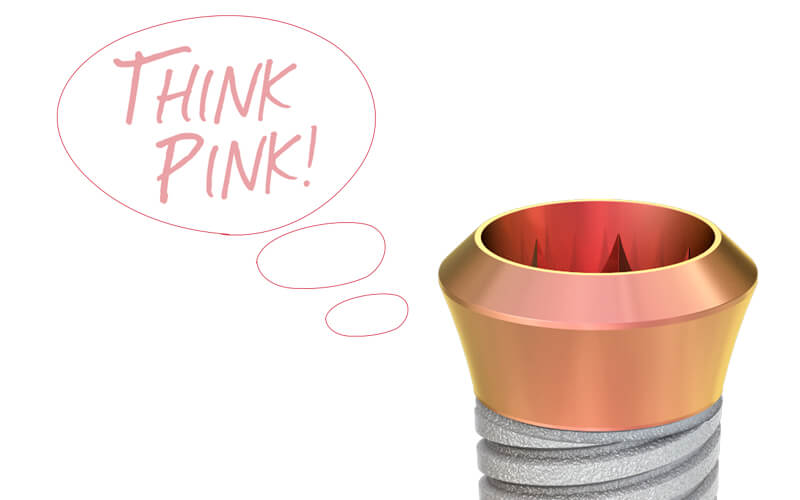 TRI präsentiert patentierte und pink anodisierte Titan-Klebebasis ...